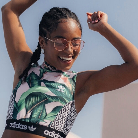 FARM Rio | Tops | Adidas Originals X Farm Rio Palm Leaf Crop Top | Poshmark